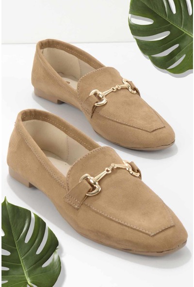 Bambi Camel Süet Kadın Loafer Ayakkabı K016713016 Bambi Camel Süet Kadın Loafer Ayakkabı K016713016