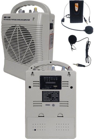 Midex 100 Watt Yaka Mikrofonlu FM Radyolu Taşınabilir Şarjlı Portatif Ses Sistemi Hoparlör USB MP3 (MR-100Y) Midex 100 Watt Yaka Mikrofonlu FM Radyolu Taşınabilir Şarjlı Portatif Ses Sistemi Hoparlör USB MP3 (MR-100Y)