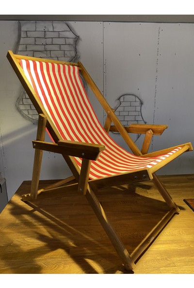 Huma Ahşap Ahşap Katlanır Kolçaklı Şezlong