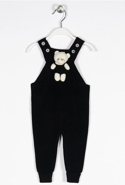 Zepkids Kız Çocuk Askısı Düğmeli Önü Ayıcıklı Pantolonlu Salopet 1-4 Yaş