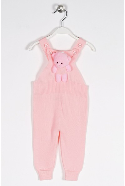 Zepkids Kız Çocuk Askısı Düğmeli Önü Ayıcıklı Pantolonlu Salopet 1-4 Yaş