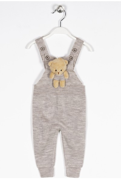 Zepkids Kız Çocuk Askısı Düğmeli Önü Ayıcıklı Pantolonlu Salopet 1-4 Yaş
