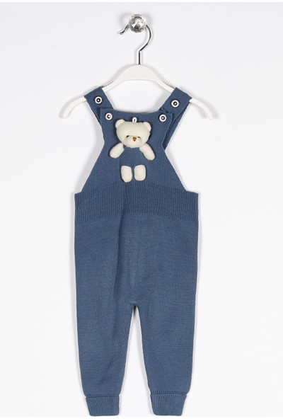 Zepkids Kız Çocuk Askısı Düğmeli Önü Ayıcıklı Pantolonlu Salopet 1-4 Yaş