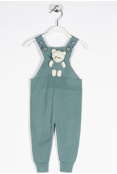 Zepkids Kız Çocuk Askısı Düğmeli Önü Ayıcıklı Pantolonlu Salopet 1-4 Yaş