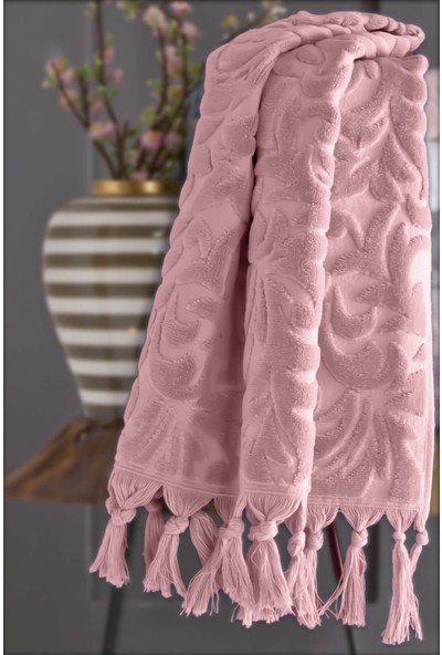 Altınbaşak 90x150 Kadife Jakarlı Pembe Banyo Havlusu