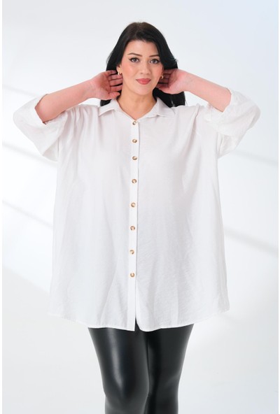 Lady Majestic Yandan Cepli Truvakar Kol Büyük Beden Kadın Gömlek 44108