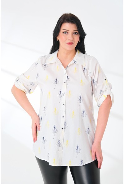 Lady Majestic Farklı Desenli Büyük Beden Kadın Gömlek 44103