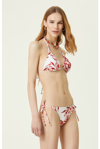 Network Beyaz Bordo Bikini Takımı