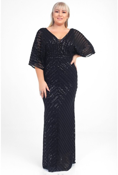 Ottoban Pulpayet Astarlı B.b Uzun Abiye Elbise Siyah Ottoban Pulpayet Astarlı B.b Uzun Abiye Elbise Siyah