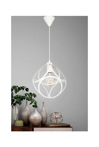 Aydın Homelight Çember Tekli Beyaz Sarkıt Avize