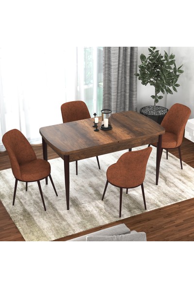 Rovena Bade 70 x 114 cm Mdf Barok Ahşap Desen Açılabilir Mutfak Masası Takımı 4 Kiremit Sandalye Rovena Bade 70 x 114 cm Mdf Barok Ahşap Desen Açılabilir Mutfak Masası Takımı 4 Kiremit Sandalye