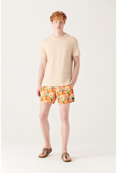 Avva Erkek Turuncu Baskılı Deniz Şortu A21Y3806