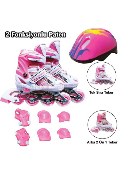 Liggo Çift Sıra Ayarlanabilir Çocuk Pateni Koruyucu+Kask Liggo Çift Sıra Ayarlanabilir Çocuk Pateni Koruyucu+Kask