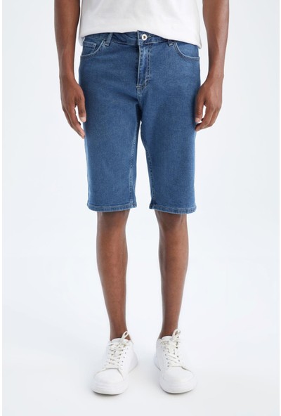 DeFacto Regular Fit Sürdürülebilir Jean Bermuda Şort X5607AZ22SM