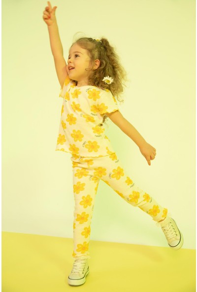 DeFacto Kız Bebek Regular Fit Çiçekli Waffle Dokulu Tayt X4655A222SM