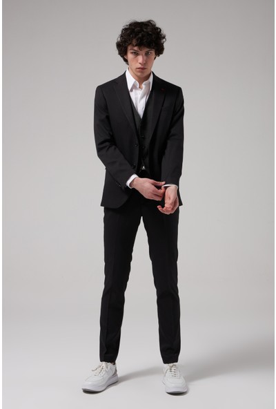 D'S Damat Slim Fit Siyah Düz Kombinli Takım Elbise