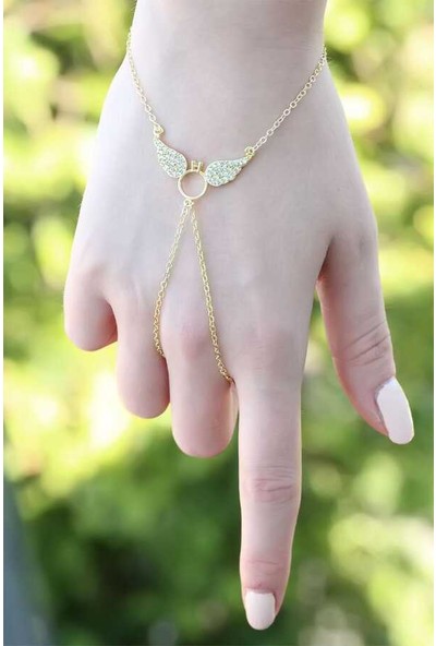Clariss Gold Renk Zirkon Taşlı Melek Kanatlı Tektaş Yüzük Figürlü Şahmeran Clariss Gold Renk Zirkon Taşlı Melek Kanatlı Tektaş Yüzük Figürlü Şahmeran