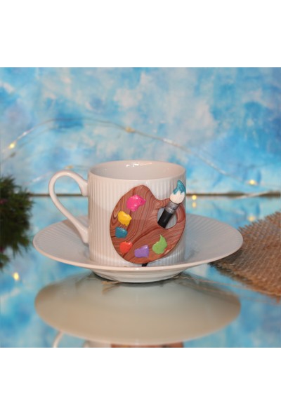 Meow Art Design Ressam Paleti Kahve Fincanı