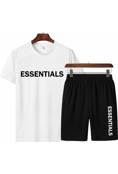 Amor Man Yuvarlak Yaka Dijital Baskılı %100 Pamuk Ultra Hafif Çift Cep Erkek Şort Takımı