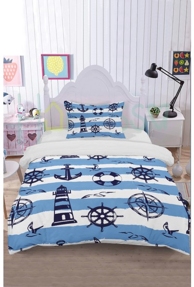 Homessa Deniz Feneri Çapa Dümen Desenli Çocuk Nevresim Takımı