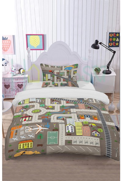 Homessa Eğitici Yol Uçak Araba Çiftlik Şehir Desenli Çocuk Nevresim Takımı