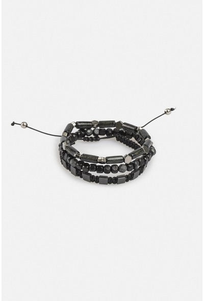 Avva Erkek Siyah 3'lü Taşlı Bileklik A21Y9628