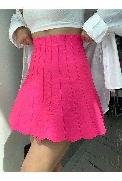 Fusya Plise Triko Mini Etek Fusya Plise Triko Mini Etek