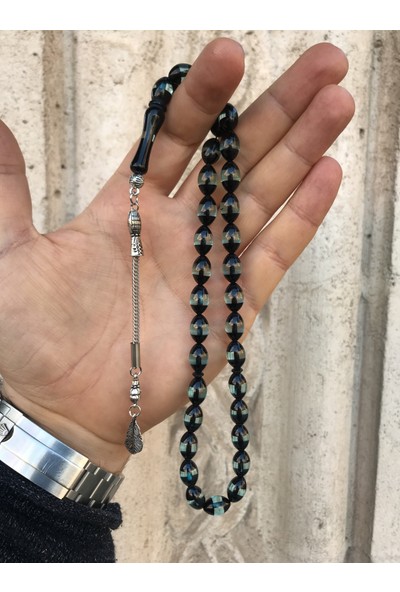 Sultan Telkari Sürmeli Model Siyah Tonda Toz Kehribar Tesbih Sultan Telkari Sürmeli Model Siyah Tonda Toz Kehribar Tesbih