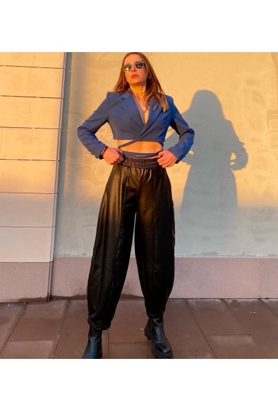 Die&More Siyah Kadın Deri Pantolon