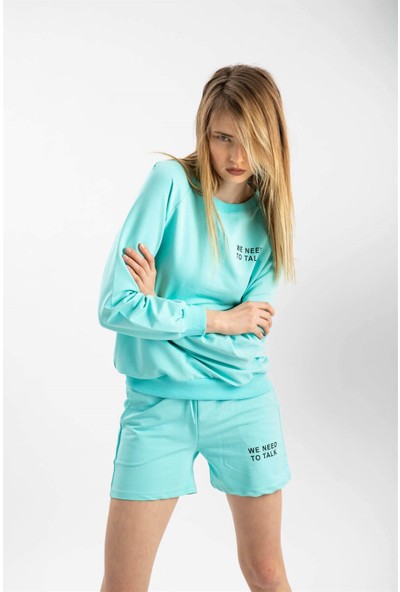 Hn Tekstil - Renk Baskılı Ikili Takım - Turkuaz S