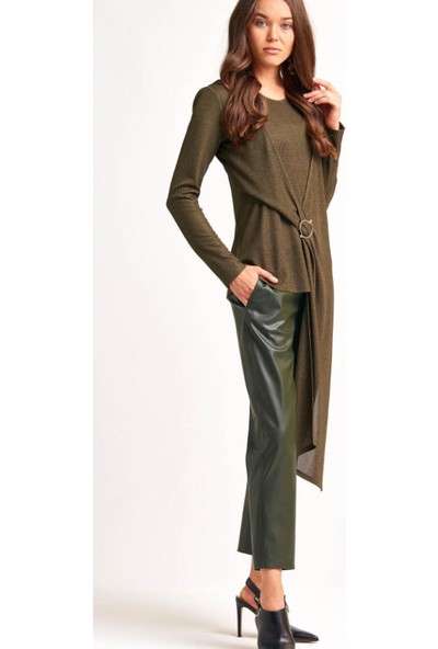 Miarte-Deri Pantolon Haki