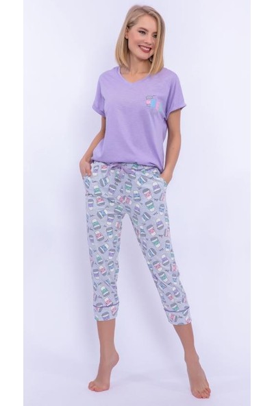 Arnetta Kadın V Yaka Kapri Pijama Takımı