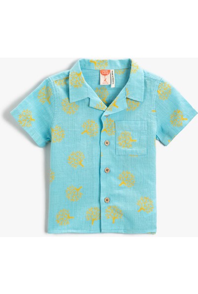 Koton Mercan Desenli Gömlek Kısa Kollu Pamuklu Cepli