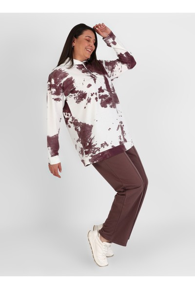 Alia Büyük Beden Ikili Eşofman Takımı - Gül Kurusu Ekru - Alia Alia Büyük Beden Ikili Eşofman Takımı - Gül Kurusu Ekru - Alia