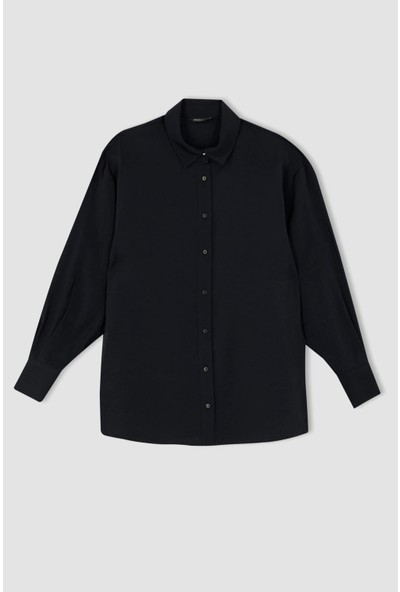 DeFacto Oversize Fit Yırtmaç Detaylı Tensel Uzun Kollu Gömlek Tunik X0776AZ22SM DeFacto Oversize Fit Yırtmaç Detaylı Tensel Uzun Kollu Gömlek Tunik X0776AZ22SM