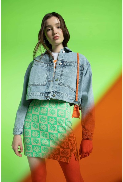 DeFacto Regular Fit Crop Jean Ceket X3838AZ22SM