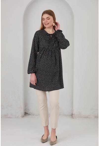 Işşıl 4499-BAĞLAMALI Yaka Puanlı Viskon Hamile Tunik