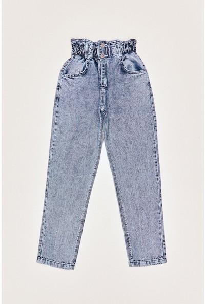 FullaModa Beli Lastikli Kar Yıkama Çocuk Pantolon
