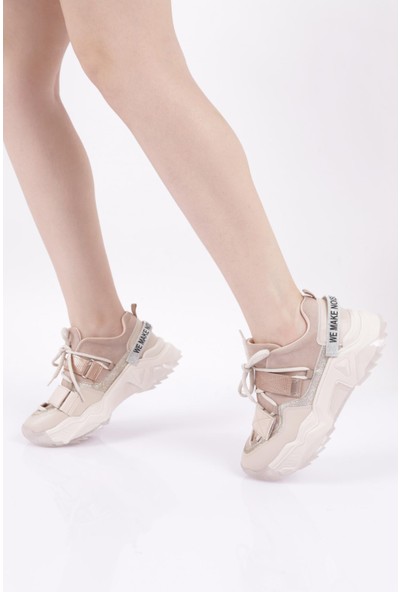 Dgn 65140-22Y Kadın Mega Kalın Taban Sımlı Cırtlı Sneakers Ayakkabı