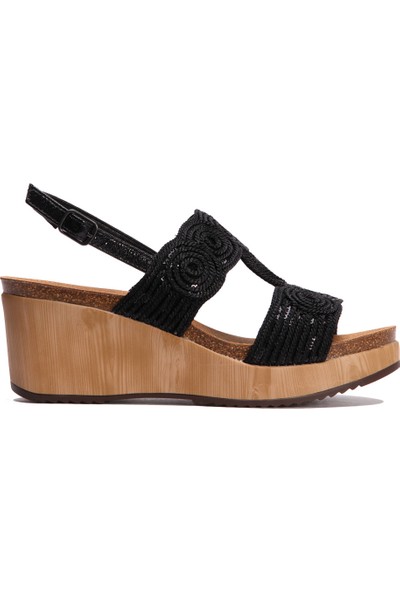 Scholl 29894 Scholl Sabaudia Sandal Kadın Dolgu Topuklu Mantar Sandalet 36-40