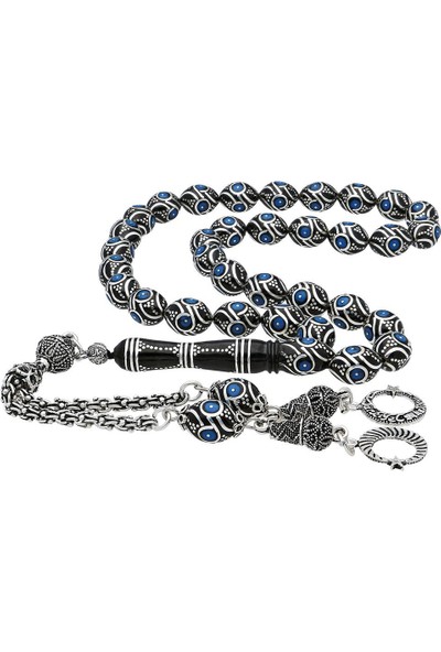 Pigado 925 Ayar Gümüş Püsküllü Gümüş Işlemeli Erzurum Oltusu Tesbih