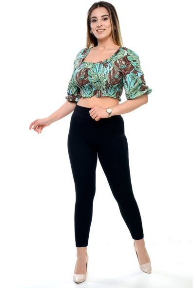 Kadın Straplez Desenli Viskon Bluz