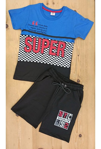 Super Yazı Detaylı Yumuşacık Dokuya Sahip Rahat Kalıp Erkek Çocuk Şortlu Takım Super Yazı Detaylı Yumuşacık Dokuya Sahip Rahat Kalıp Erkek Çocuk Şortlu Takım