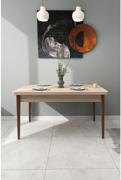Teknor Mutfak Masası Yemek Masası Ahşap Masa 70*110 cm Sonomo