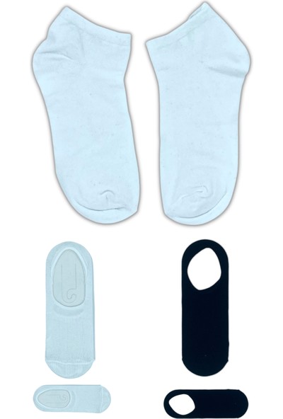 3'lü Siyah Beyaz Babet Kısa Çorap Seti