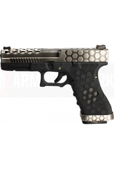Aw VX0100 GLOCK17 G17 Hexcut Gbb Airsoft Tabanca - Silver - Siyah