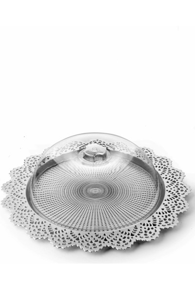 Queen's Kitchen 38 cm Yuvarlak Gümüş Kek Fanusu Plastik Queen's Kitchen 38 cm Yuvarlak Gümüş Kek Fanusu Plastik