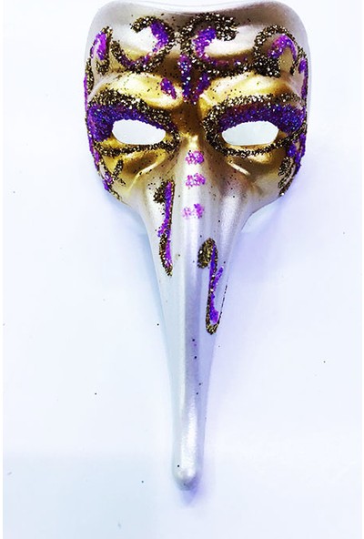 Fuşya Renk Işlemeli Seramik Malzemeden Imal Venedik Uzun Maske Magnet