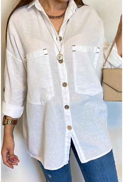 Furkan Exclusive Kadın Taş Ahşap Düğmeli Pamuk Keten Gömlek %65 Pamuk %35 Keten Furkan Exclusive Kadın Taş Ahşap Düğmeli Pamuk Keten Gömlek %65 Pamuk %35 Keten