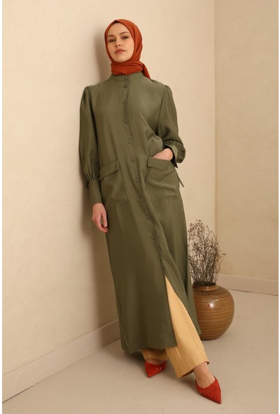 ALLDAY Kolu Bağcık Detaylı Kemerli Ferace ALLDAY Kolu Bağcık Detaylı Kemerli Ferace